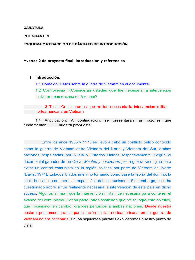 Ejemplo Del Avance 2 de Proyecto Final (Introducción y Bibliografía) | PDF