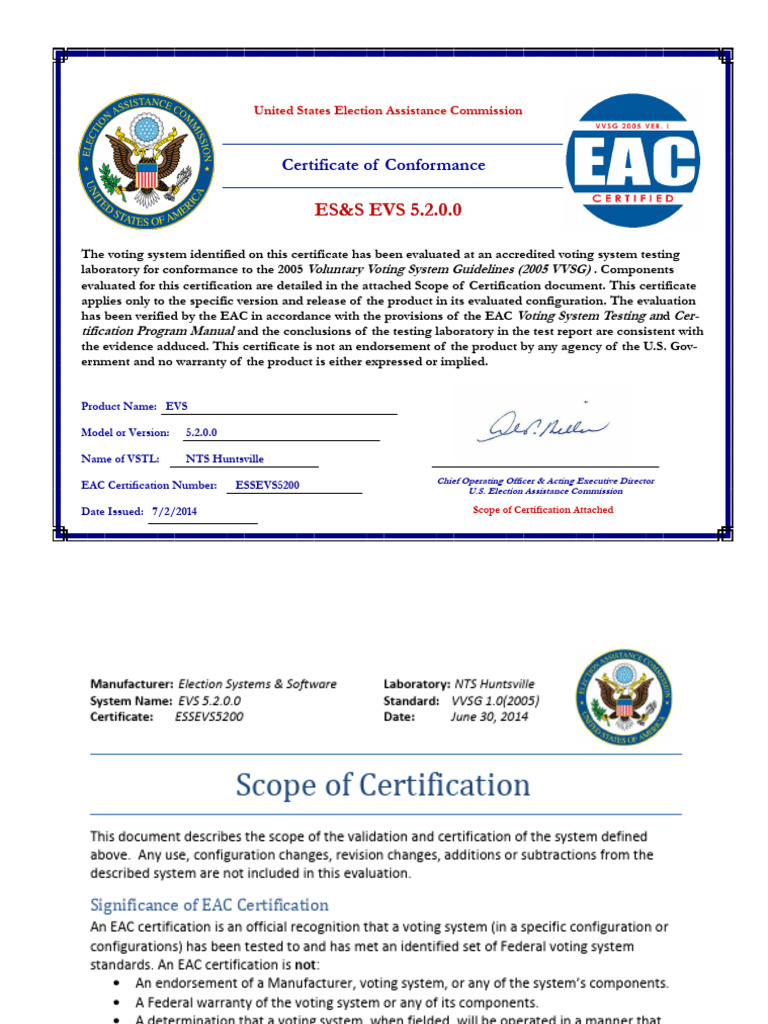 Ess Evs 5.2.0.0 Scope - And.cert - Revised.2.18.15 | PDF
