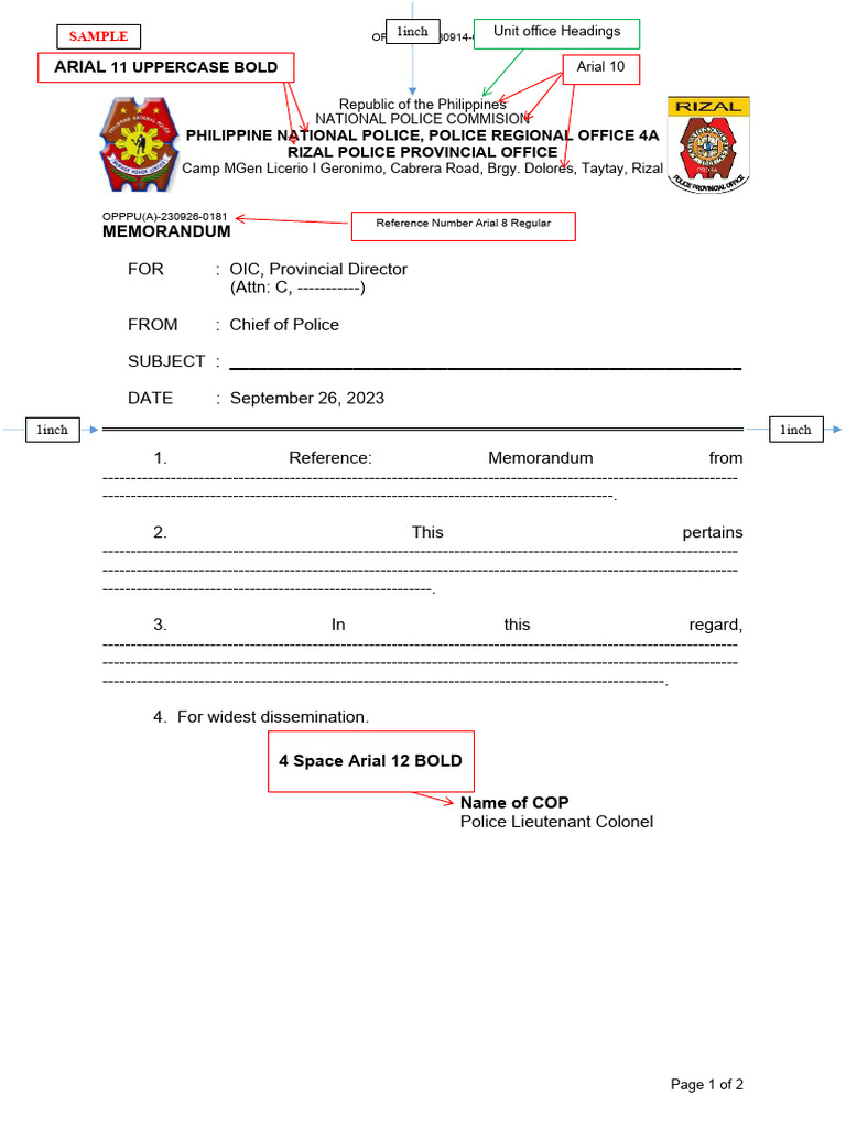 Sample Police Memorandum Format | PDF | Technology & Engineering