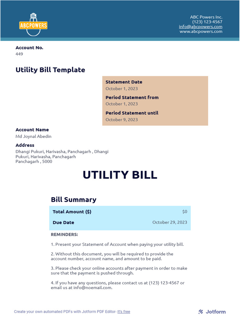 Utility Bill Template | PDF