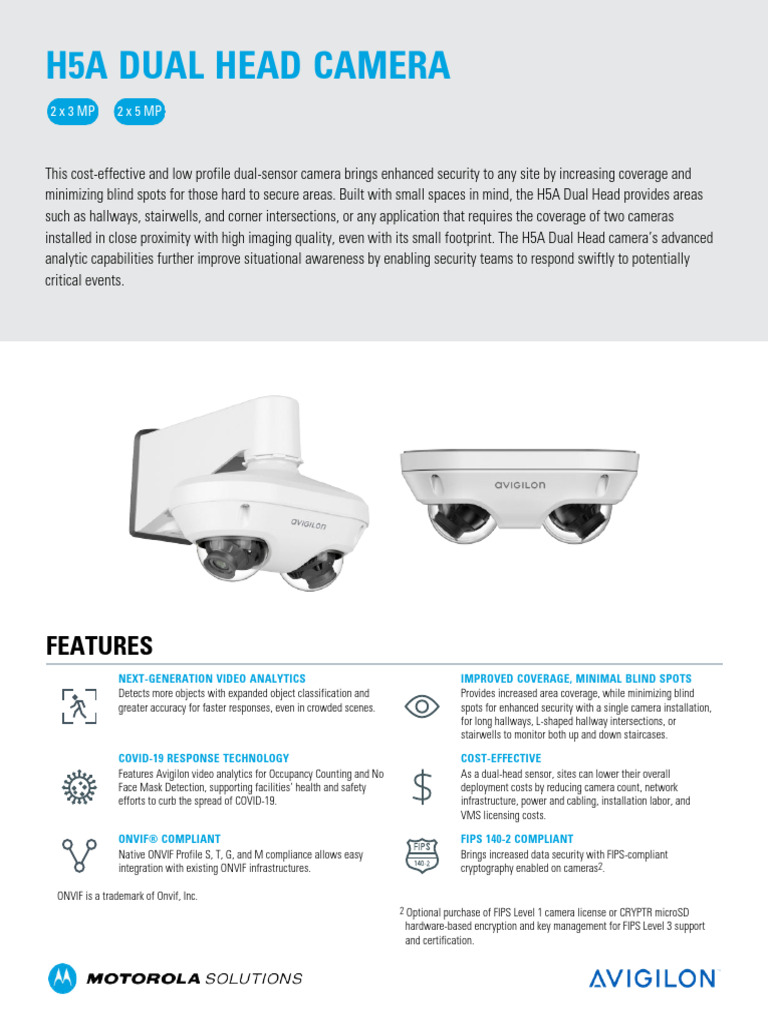 Avigilon H5a Dual Head Camera Datasheet en | PDF | Frame Rate | Pixel
