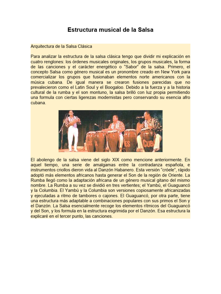 Estructura Musical de la Salsa Clásica | PDF