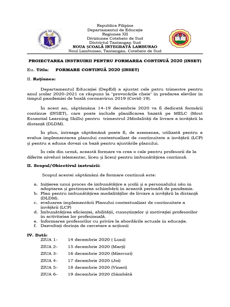 Inset Training Design 2020-2021 - Editat | PDF