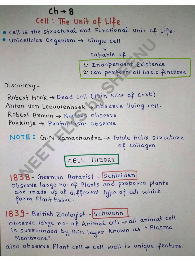 Cell The Unit of Life | PDF