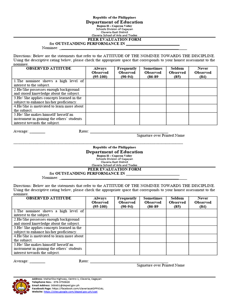Peer Evaluation | PDF | Behavior Modification | Human Communication