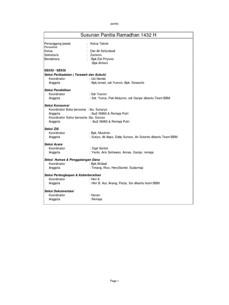 Pan, Jobdis, Jad Kegiatan & Scedule | PDF
