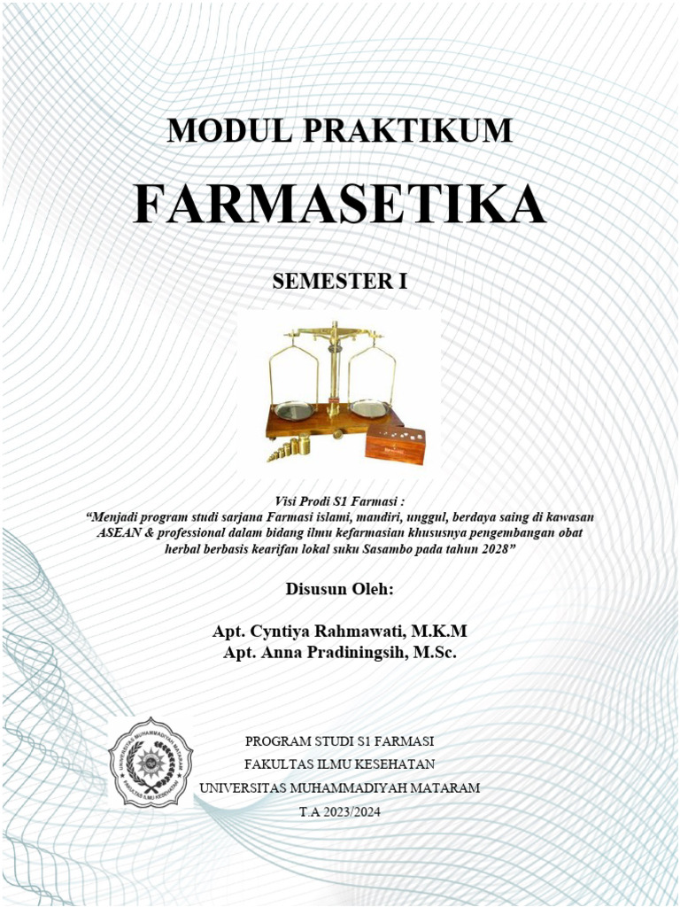 Modul Praktikum Farmasetika s1 Farmasi 2023 | PDF