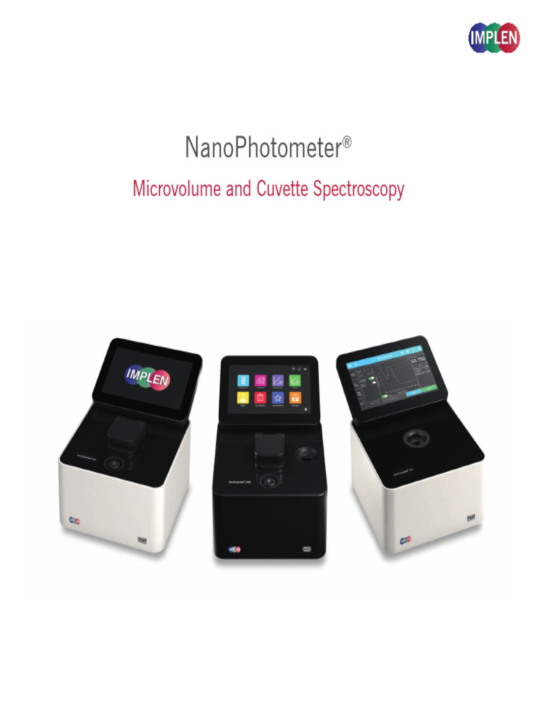 Implen NanoPhotometer Brochure - NanoVolume and Cuvette Spectroscopy ...