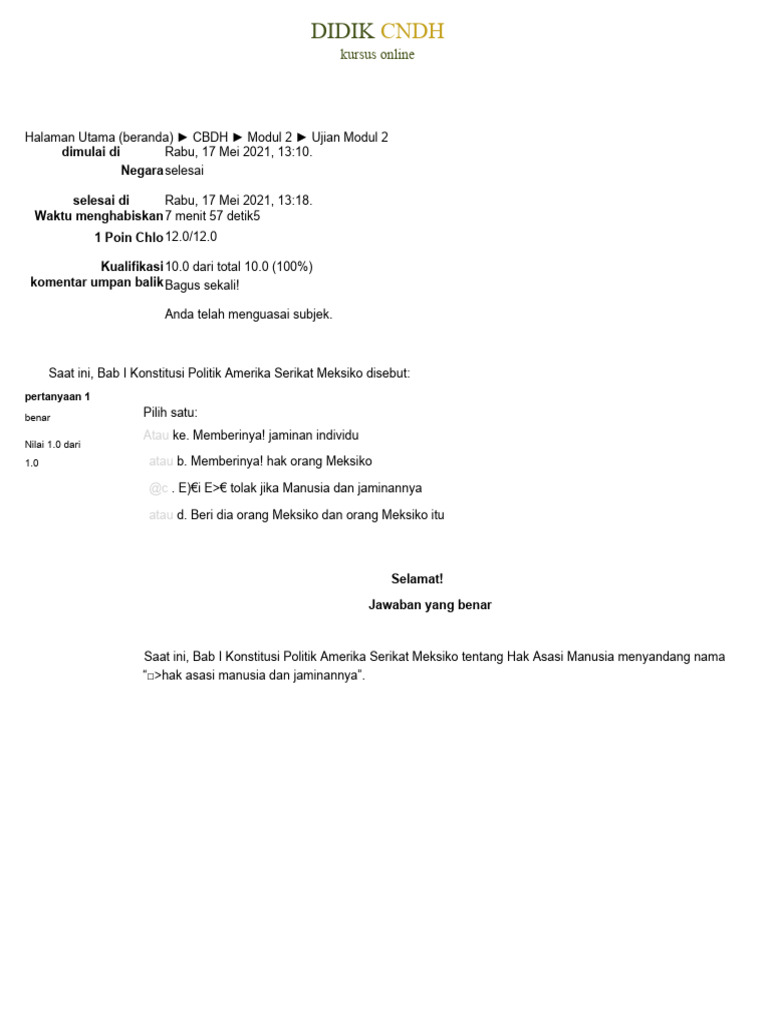 MODUL Kursus Hak Asasi Manusia Dasar 2 CNDH | PDF