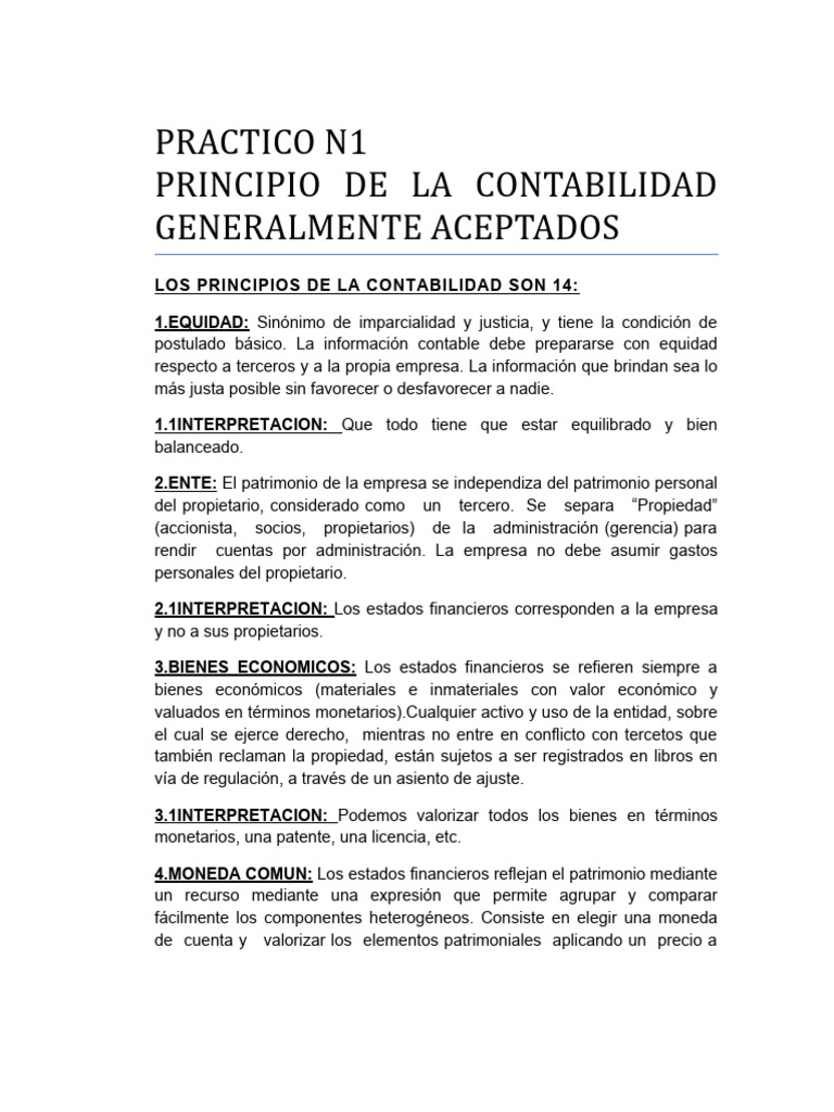 Principio de La Contabilidad Generalmente Aceptados | PDF ...