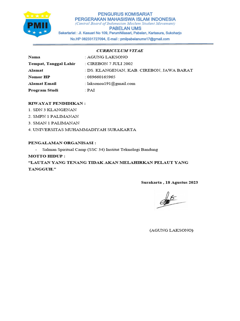 Agung CV | PDF