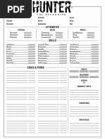 Hunter: The Reckoning 5E Character Sheet | PDF | Role Playing Games