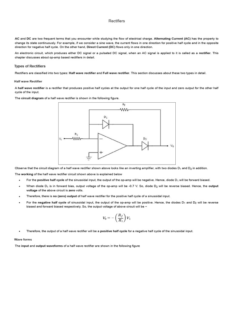 OPAMP Based Rectifiers | PDF | Rectifier | Operational Amplifier