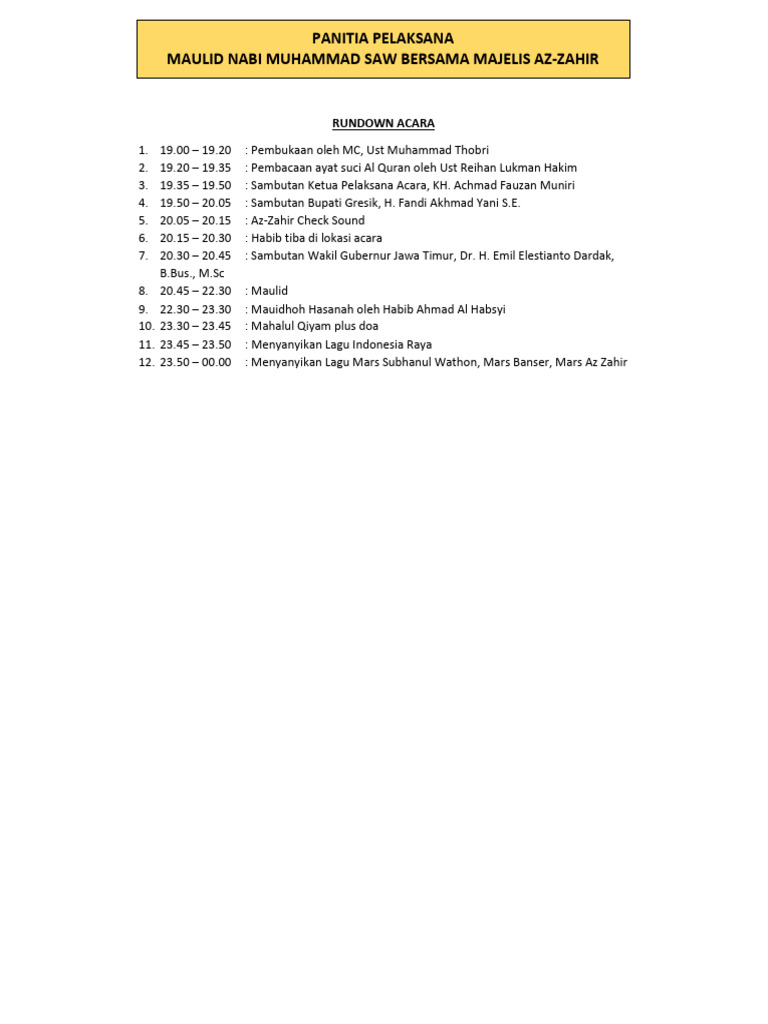 Rundown Acara | PDF