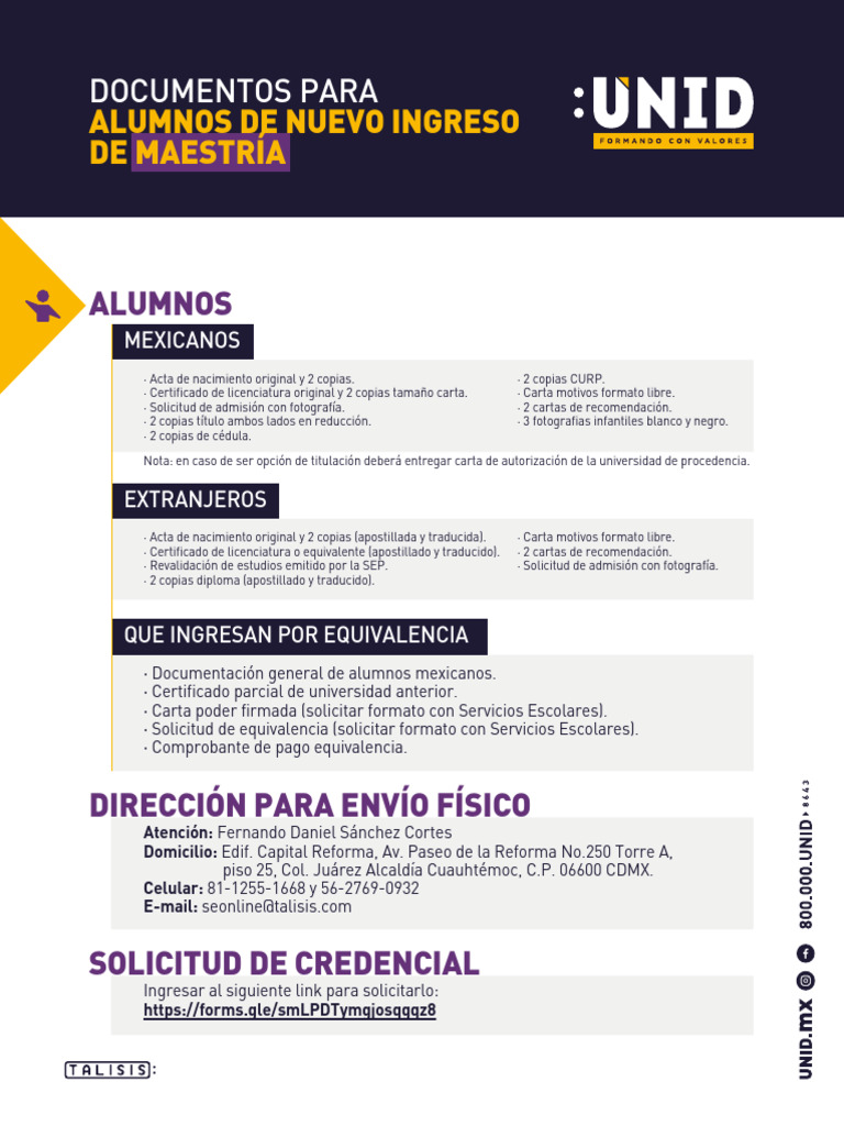 UNID Documentos para NI MAESTRIA | PDF