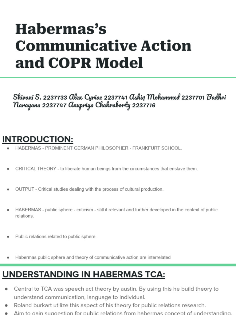 Habermas's Communicative Action and COPR Model | PDF