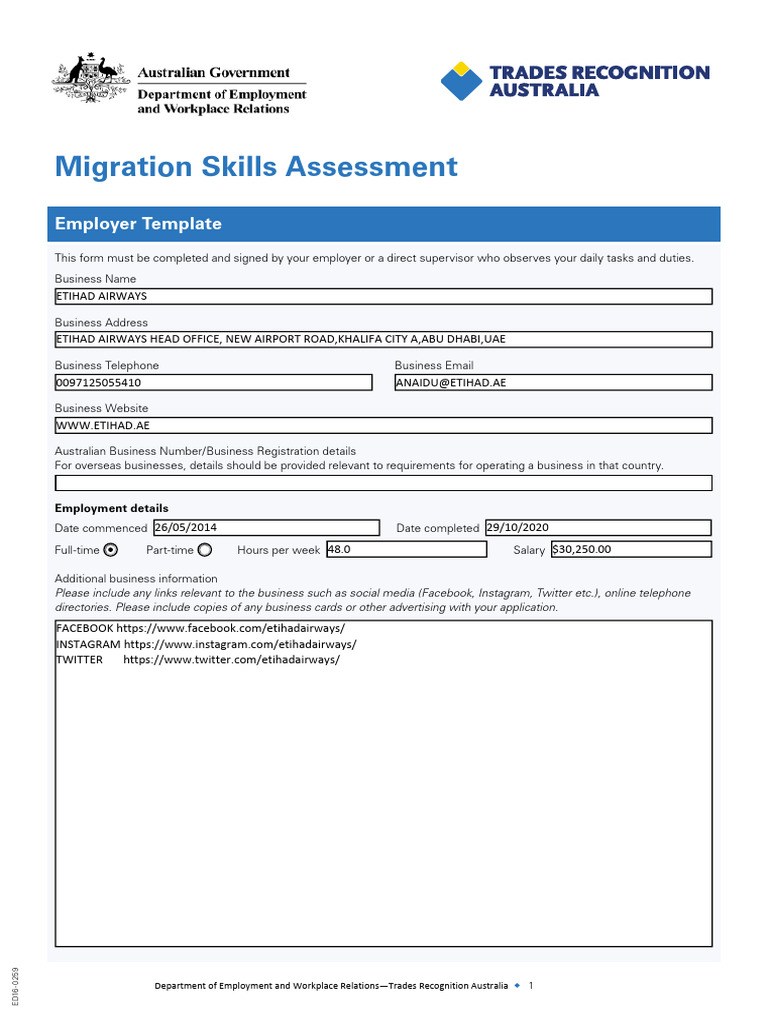 MSA Employer Template for Trades Recognition | PDF | Business