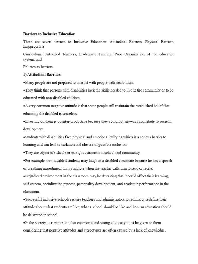 Barriers To Inclusive Education - Irish | PDF