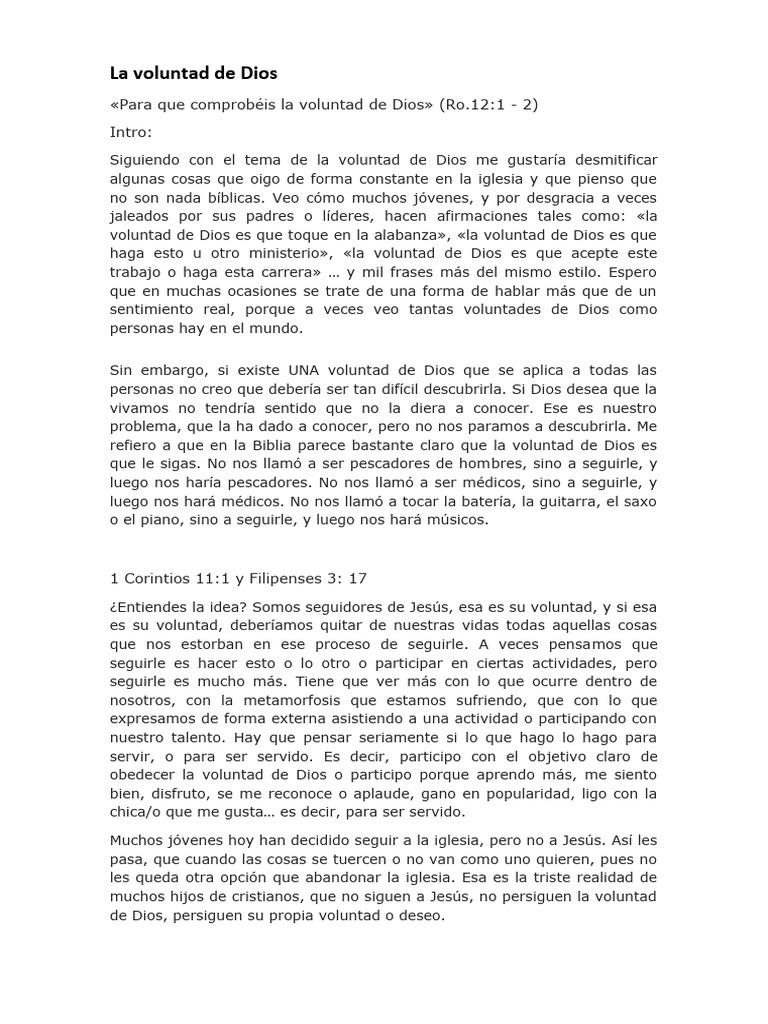 La Voluntad de Dios | PDF | Dios
