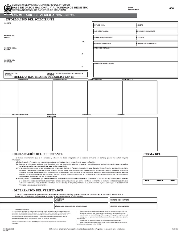 Formulario verificador NICOP musulmán | PDF