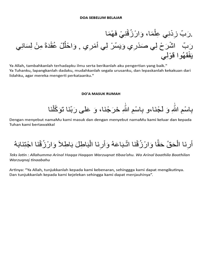 Doa Sebelum Belajar | PDF | Seni & Disiplin Bahasa | Kajian Bahasa Asing