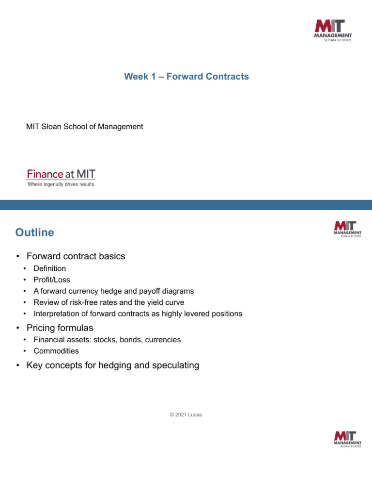 435x_Lecture_1_Forward_Contracts_vFinal | PDF | Arbitrage | Futures ...
