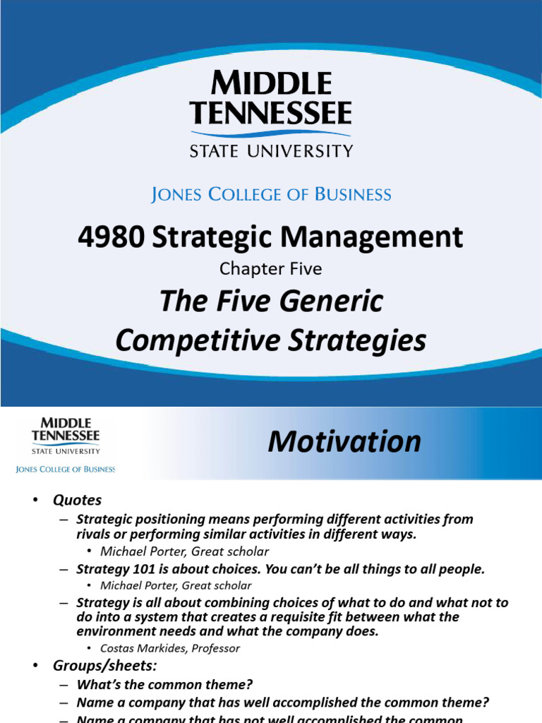 4890 CHPT 5, The Five Generic Competitive Strategies | PDF | Strategic ...