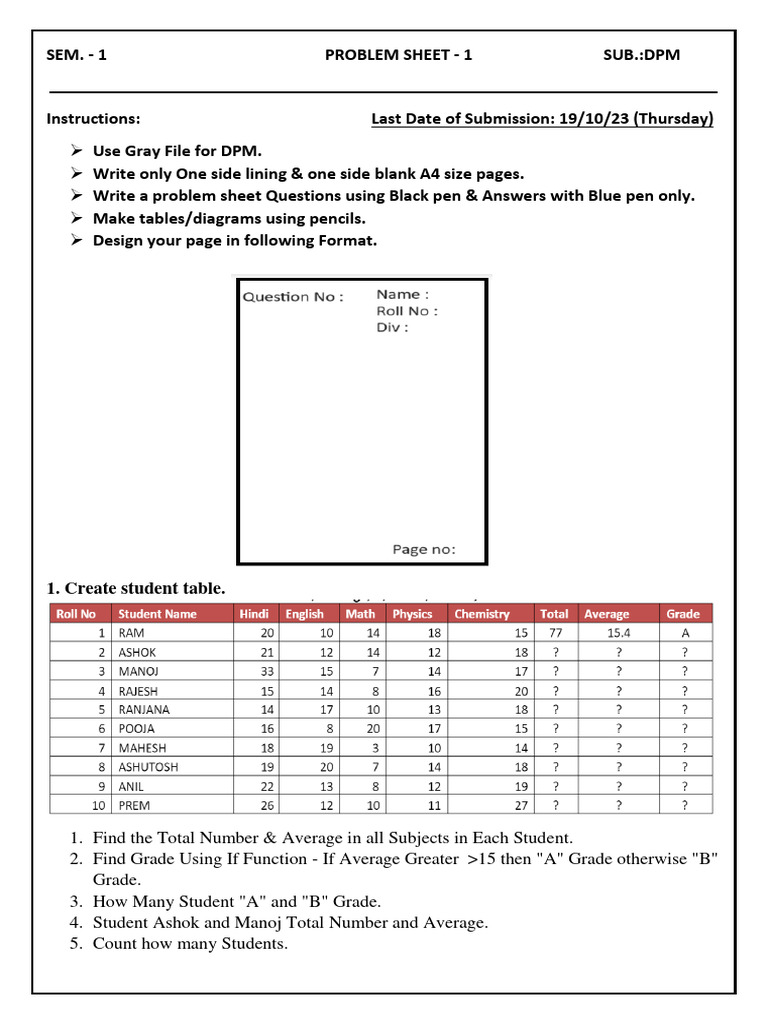 Problem Sheet of DPM | PDF
