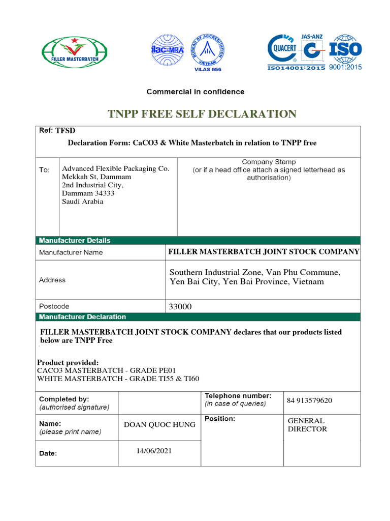 Chemical Reagent Self Declaration Form | PDF
