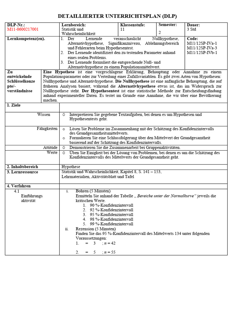 Detaillierter Unterrichtsplan | PDF