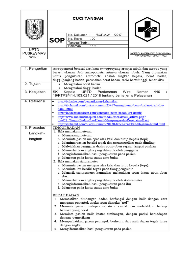Sop Pemeriksaan BB TB | PDF | Kesehatan Holistik