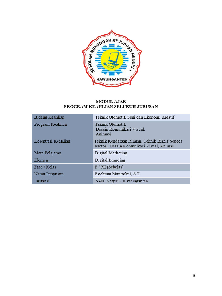 Modul Ajar Digital Marketing Kelas XI | PDF