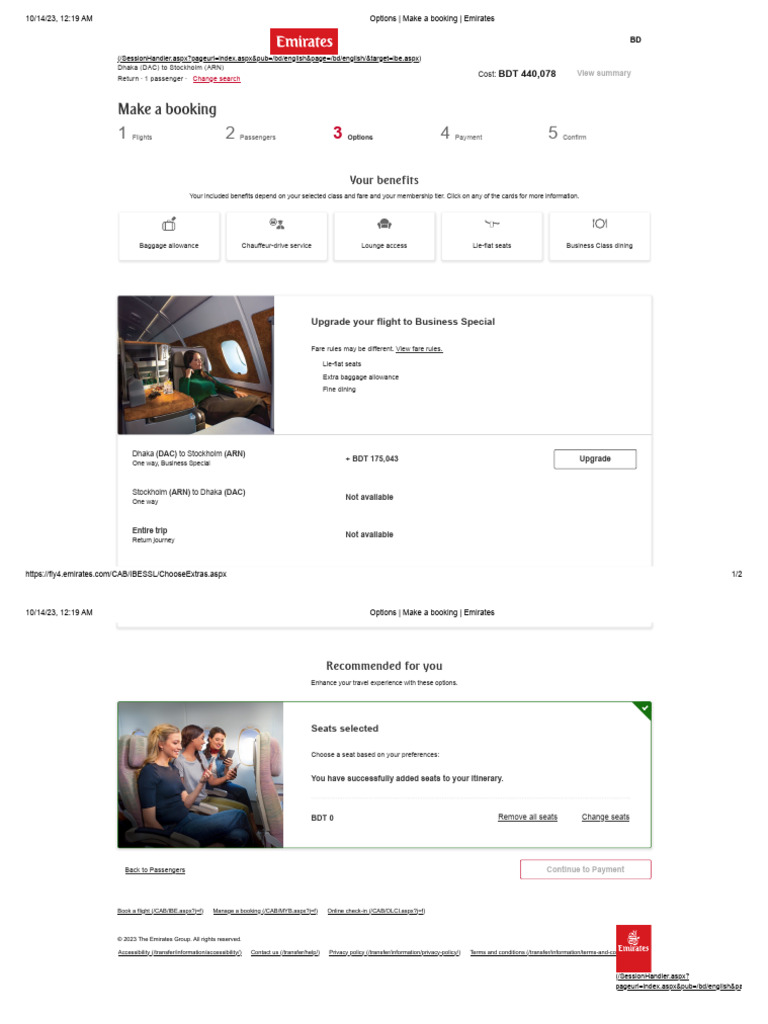 Options - Make A Booking - Emirates | PDF | Business Class | Public ...