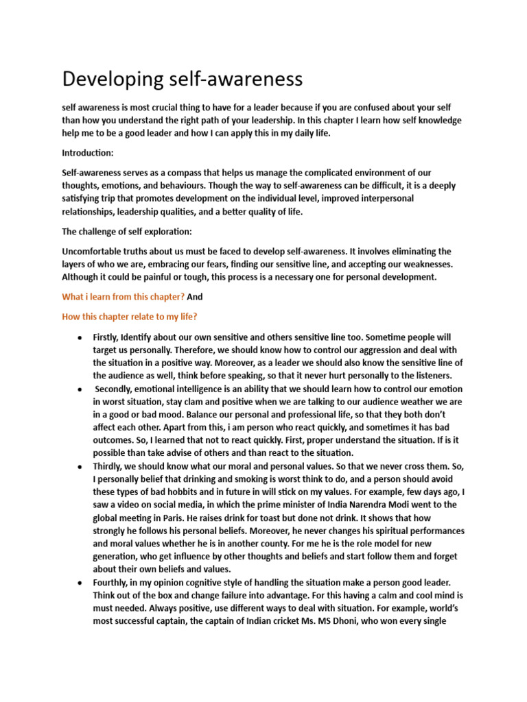 Developing Self | Download Free PDF | Self Awareness | Leadership