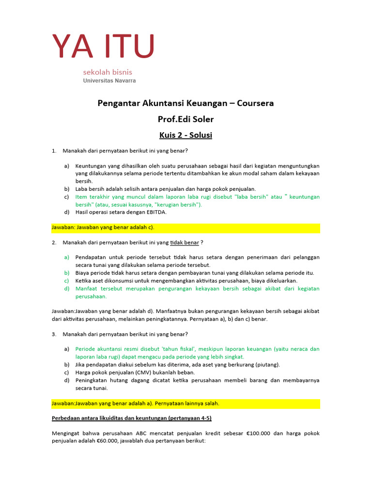 Kuis 2 Solusi Keuangan Akuntansi | PDF