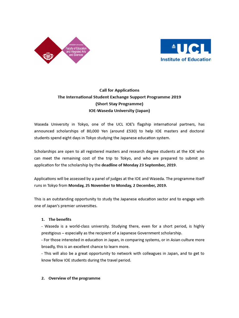 Waseda Student Programme - 2019 | PDF | Thesis | Japan