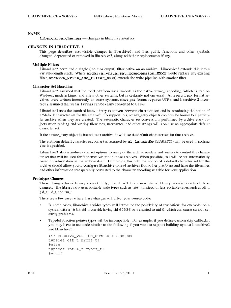 Libarchive Changes.3 | PDF | Character Encoding | Information Technology