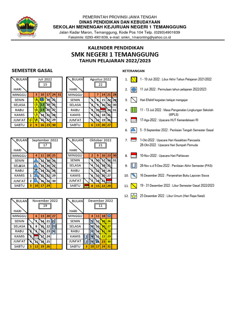 Kaldik 2022-2023 SMKN 1 TMG | PDF