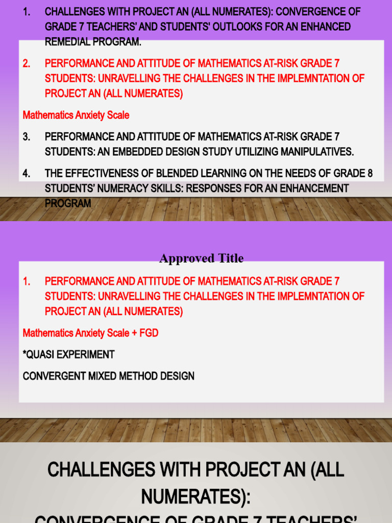 Challenges With Project An All Numerates 1 | PDF