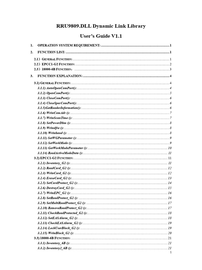 Rru9809 Dll Dynamic Link Library User S Guide V1 1 Pdf Parameter Computer Programming