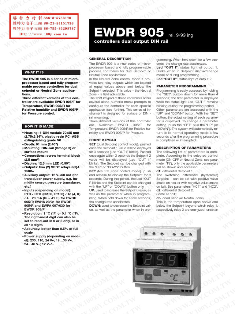 28 Eliwell EWDR905 | PDF | Parameter (Computer Programming) | Equipment