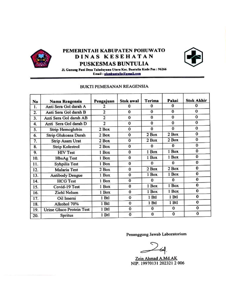 3.9.1 Bukti Pemesanan Reagensia | PDF