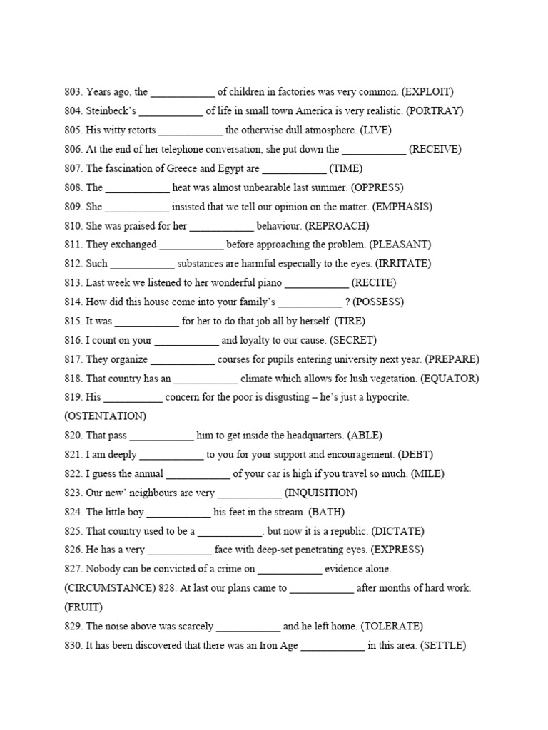 Grade 5 Word Form Exercises | PDF | Home & Garden | Science & Mathematics