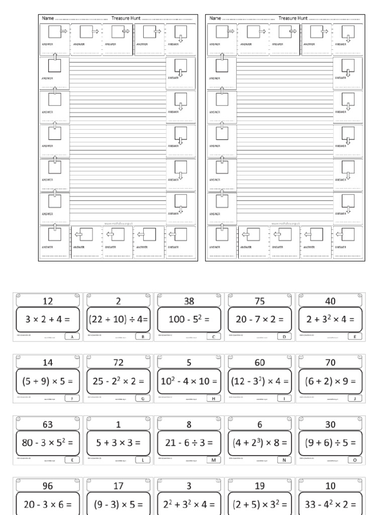 Treasure Hunt PEMDAS | PDF