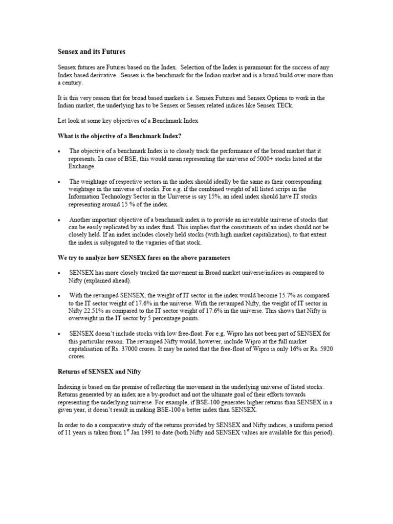 Sensex and Futures On Sensex | PDF | Stock Market Index | Securities ...