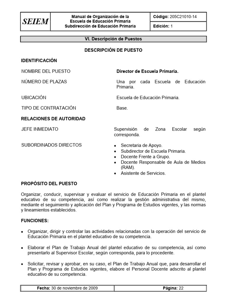 Director de Escuela Primaria | PDF | Educación primaria | Maestros