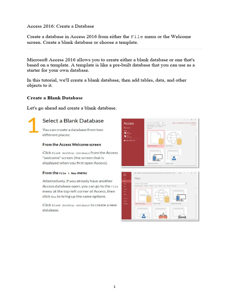 Create A Database Table Add Fields and Enter Data | PDF