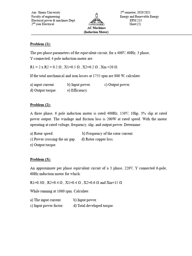 Induction Motor Calculations Guide | PDF