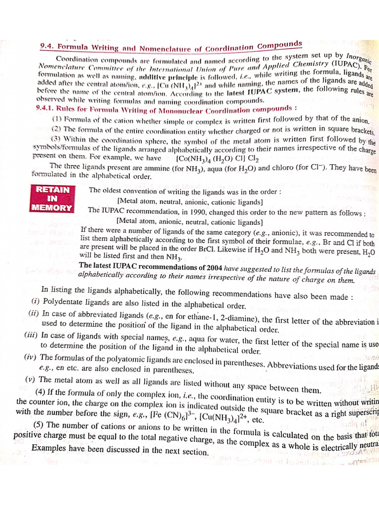 Nomenclature of Coordination Compounds | PDF