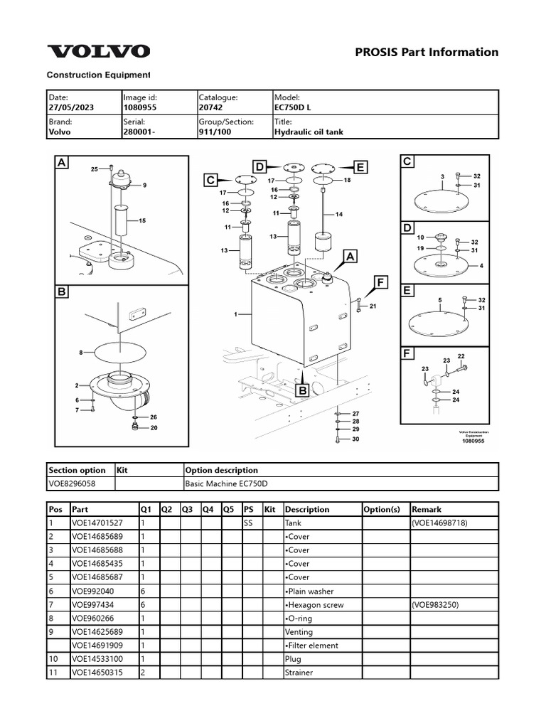 Hyd System, Filter Hyd (Hyd Tank) EC750 | PDF